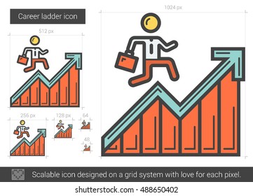 Career Ladder Vector Line Icon Isolated Stock Vector (Royalty Free ...