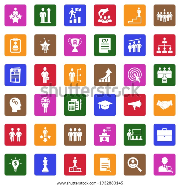 Career Path Icons White Flat Collection Stock Vector (Royalty Free ...