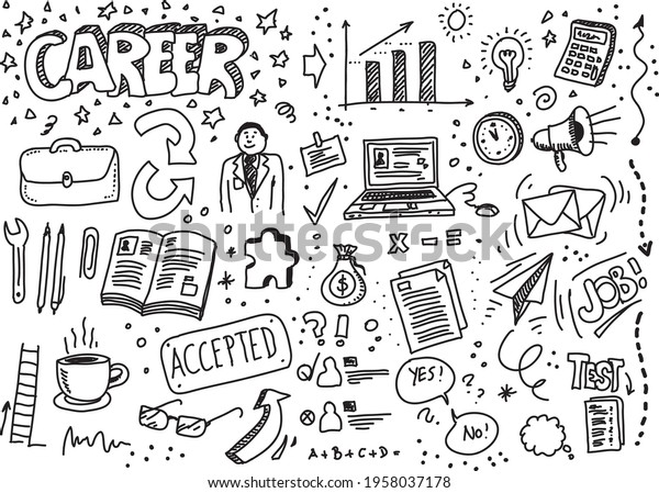 Career Vector Hand Drawn Doodles Set Stock Vector (Royalty Free) 1958037178