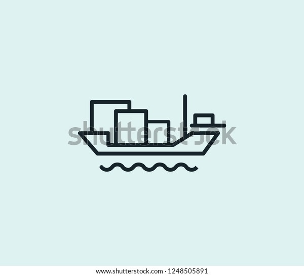 Cargo Barge Icon Line Isolated On Stock Vector (Royalty Free ...
