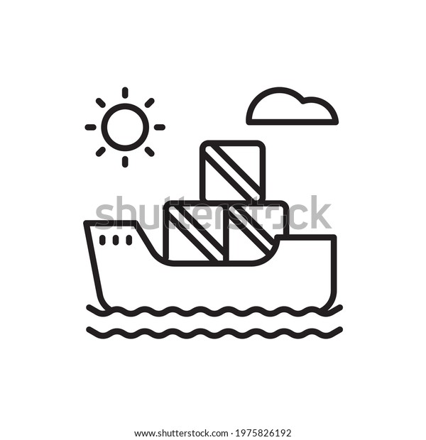 Cargo Barge Vector Outline Icon Style Stock Vector (Royalty Free ...