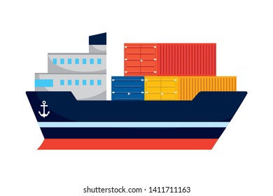 Cargo Big Ware Ship Cartoon Stock Vector (Royalty Free) 1411711163 ...