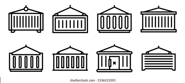 Cargo Container Icons Set Outline Set Stock Vector (Royalty Free ...