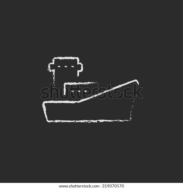 Cargo Container Ship Hand Drawn Chalk Stock Vector (Royalty Free ...