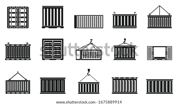 Cargo Container Ship Icons Set Simple Stock Vector (Royalty Free ...