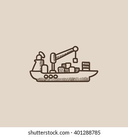 Cargo Container Ship Sketch Icon Stock Vector (Royalty Free) 401288785 ...