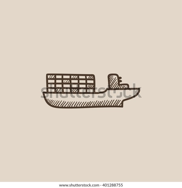 Cargo Container Ship Sketch Icon Stock Vector (Royalty Free) 401288755 ...