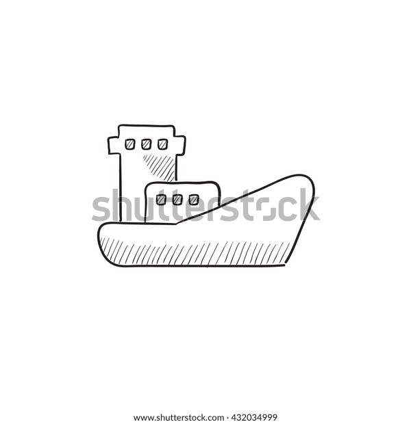 Cargo Container Ship Vector Sketch Icon Stock Vector (Royalty Free ...