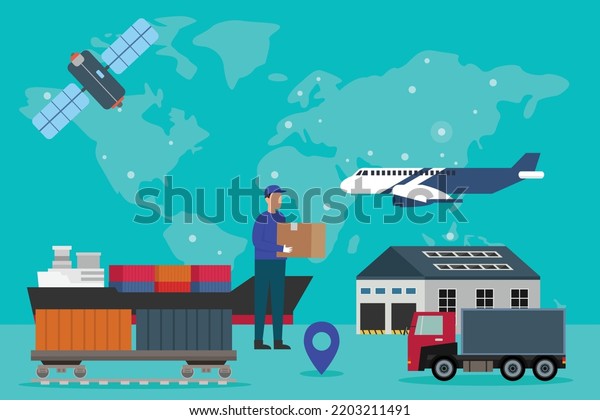 Cargo Containers Logistics Transport 2d Flat Stock Vector (Royalty Free ...