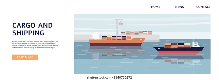 Cargo Freight Shipping Web Banner Landing Stock Vector (Royalty Free ...