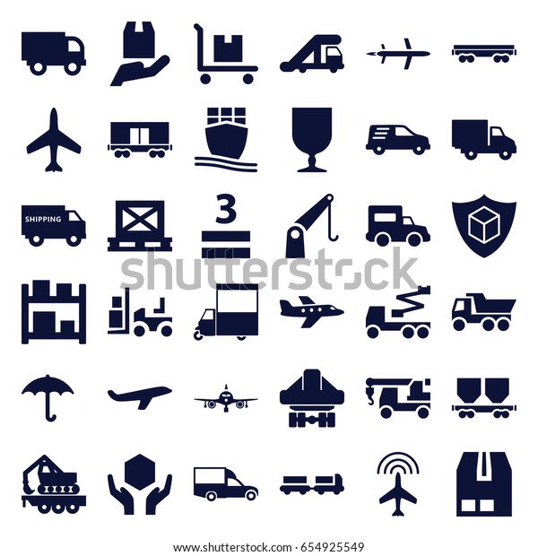 Cargo icons set. set of 36 cargo filled icons such as plane, truck with ...