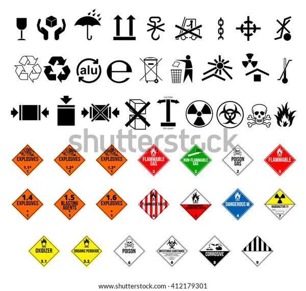 Cargo Package Symbols Danger Hazard Cargo Stock Vector (Royalty Free ...