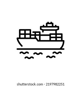 Cargo Ship Containers Line Icon Pictogram Stock Vector (Royalty Free ...