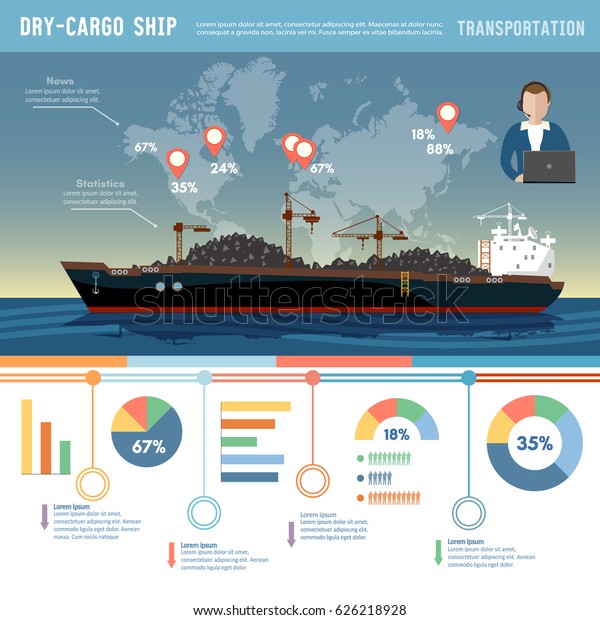 Cargo Ship Logistics Transportation Infographic Concept Stock Vector ...