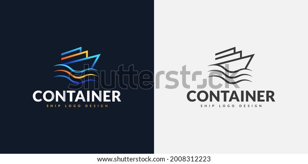 Cargo Ship Logo Design Blue Orange Stock Vector (Royalty Free ...