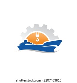 Cargo Ship Logo Ocean Design Template Stock Vector (Royalty Free ...
