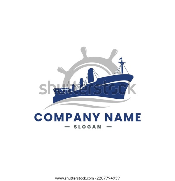 Cargo Ship Logo Ocean Design Template Stock Vector (Royalty Free ...