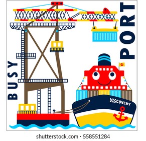 Cargo Ship Port Vector Cartoon Stock Vector (Royalty Free) 558551284 ...