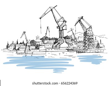 Hand Drawing Sea Port Photos and Images | Shutterstock