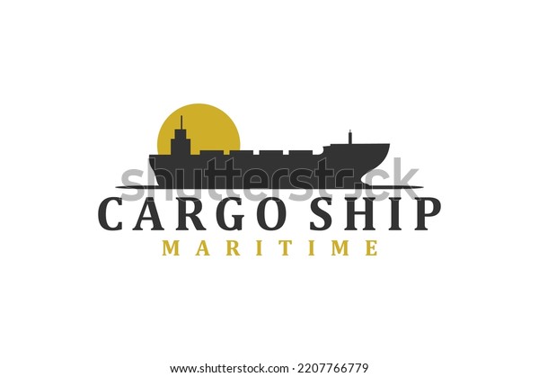 Cargo Ship Tanker Barge Logo Design Stock Vector (Royalty Free ...