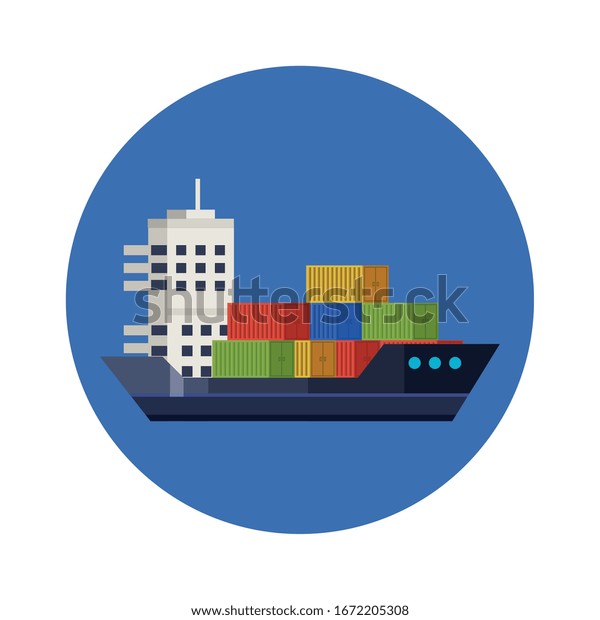 Cargo Ship Transportation Frame Circular Vector Stock Vector (Royalty ...