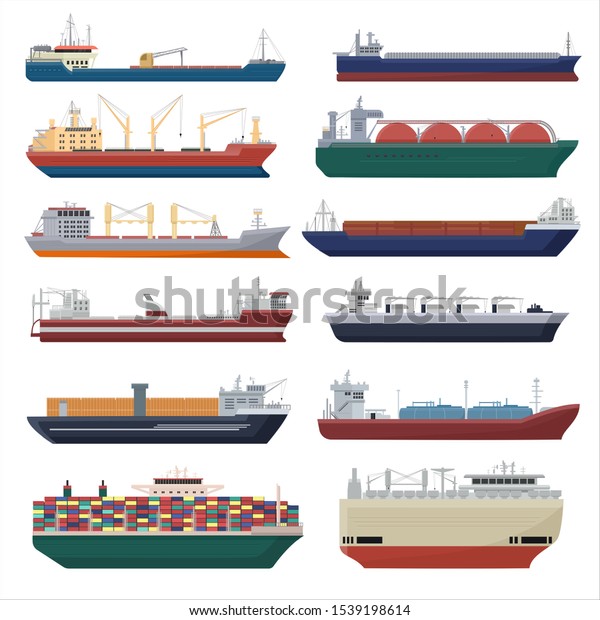 Cargo Ship Vector Shipping Transportation Export Stock Vector (Royalty ...