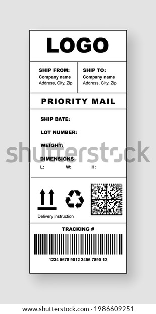 Cargo Shipment Label Sticker Template Barcode Stock Vector (Royalty ...