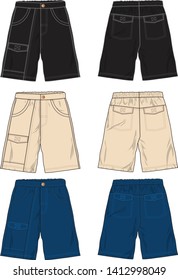 Cargo Shorts Men Vector Template Stock Vector (Royalty Free) 1412998049