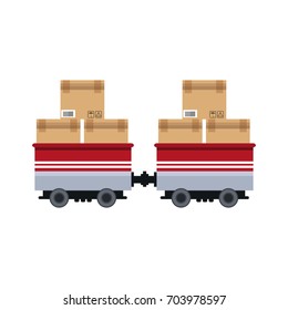 Cargo Train Cardboard Boxes Side View Stock Vector (Royalty Free ...