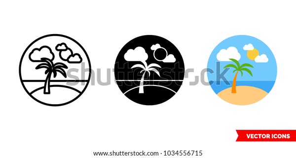 Caribbean Island Icon 3 Types Color Stock Vector (Royalty Free) 1034556715