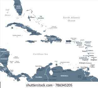Caribbean Map Detailed Vector Illustration Stock Vector (Royalty Free ...