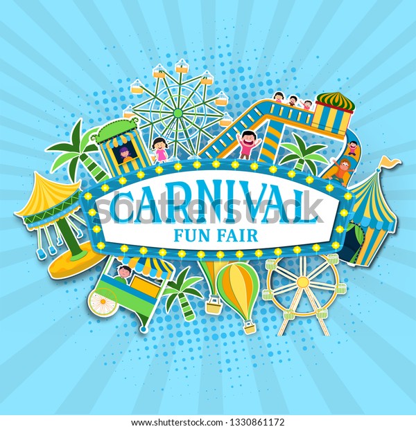 Carnival Fun Fair Celebration Background Sticker Stock Vector (Royalty ...
