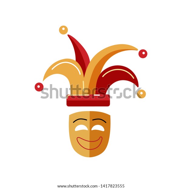 Carnival Mask Jester Hat Isolated On Stock Vector (Royalty Free ...
