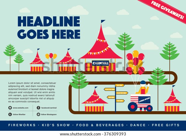 Carnival Theme Template Design Invitation Amusement: เวกเตอร์สต็อก ...