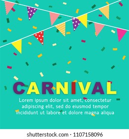 Carnival Vector Illustration Colorful Flags Confetti Stock Vector ...