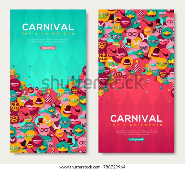Carnival Vertical Banners Set Flat Icons Stock Vector (Royalty Free ...