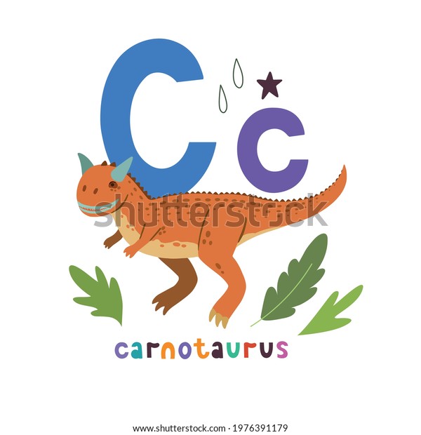 Carnotaurus Cute Cartoon Hand Drawn Illustration Stock Vector (Royalty ...