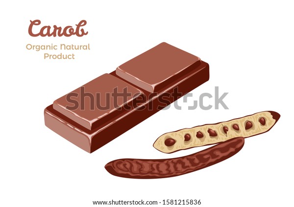 Carob Bar Slice Isolated On White Stock Vector (Royalty Free ...