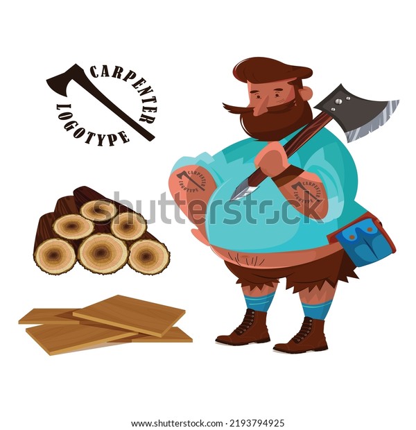Carpenter Work Icons Lumberjack Wood Plank Stock Vector (Royalty Free ...