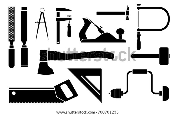 Carpentry Icons Woodwork Tool Set Vector Stock Vector (Royalty Free ...