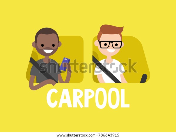 Carpool Conceptual Illustration Driver Passenger Riding Stock Vector ...