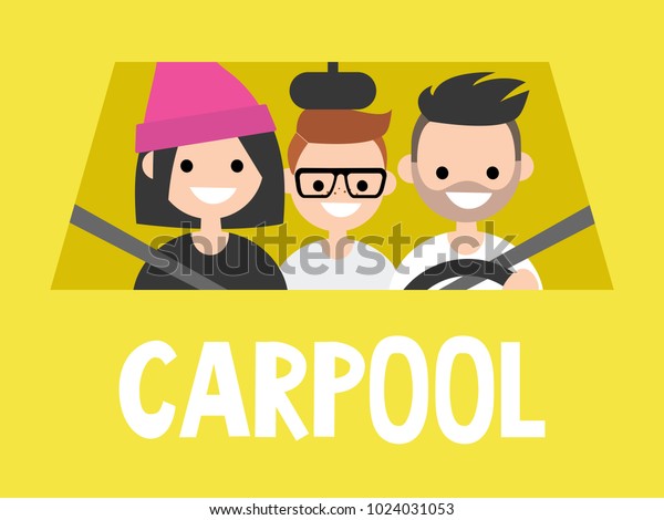 Carpool Taxi Service Driver Passengers Sitting Stock Vector (Royalty ...