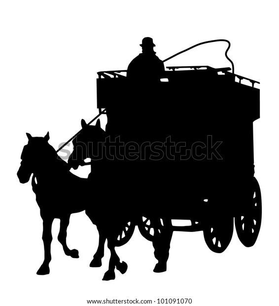 Carriage Silhouette Horse Stock Vector (Royalty Free) 101091070 ...