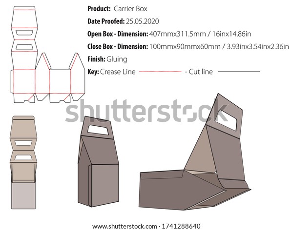 Carrier Box Packaging Design Template Gluing Stock Vector (Royalty Free ...