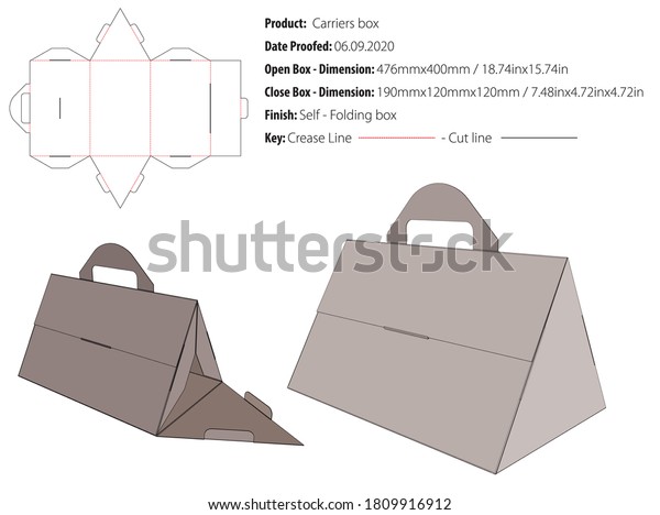 Carrier Box Packaging Design Template Selflock Stock Vector (Royalty ...