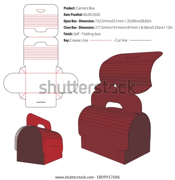 Carrier Box Packaging Design Template Selflock Stock Vector (Royalty ...