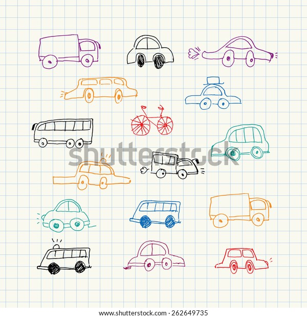 Cars Doodles Set Stock Vector (Royalty Free) 262649735 | Shutterstock