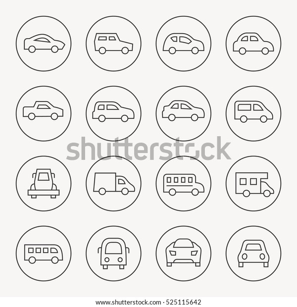 Cars Thin Line Icon Set Stock Vector (Royalty Free) 525115642