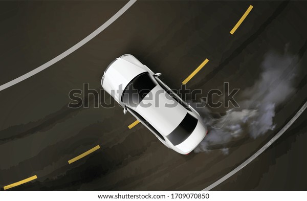 Cars Top View Realistic Composition Asphalt Stock Vector (Royalty Free ...