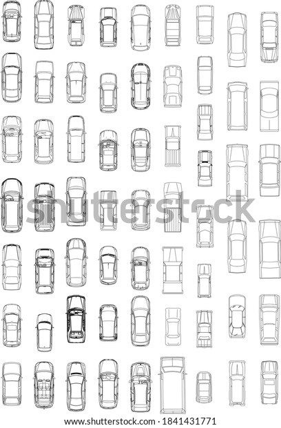 Cars Top View Vector Floor Plans Stock Vector (Royalty Free) 1841431771 ...